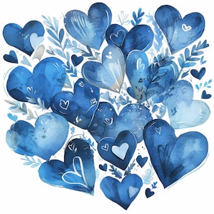 11 Blue Heart Clipart Bundle, Blue Love Heart, Valentine Designs ...