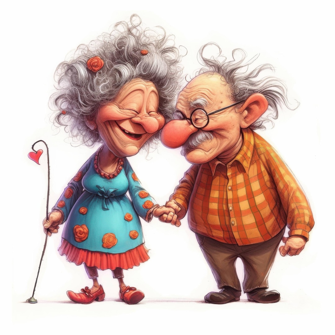 Cute Old People Clip Art 10 High Res Watercolor Jpgs for Junk ...