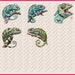 Watercolor Chameleon Clipart Bundle, Chamelon Clip Art Set, Wild Animal ...