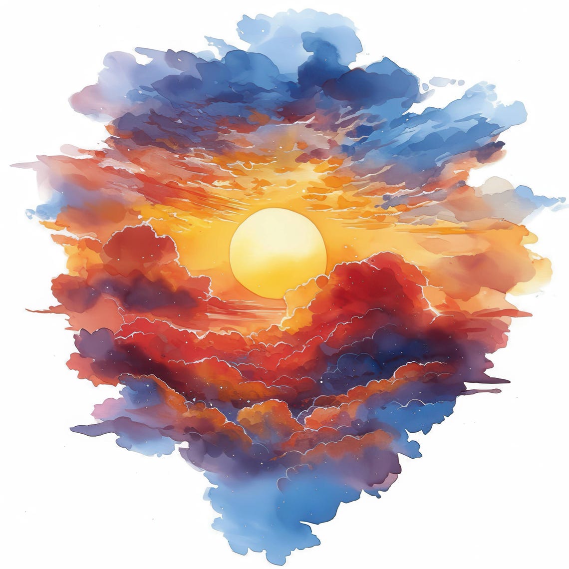 10 Magic Sunset Clouds Clipart Bundle, Dreamy Sky Scene Illustration ...