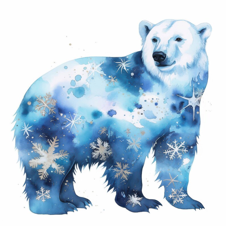 10 Polar Bear Clipart Bundle, Arctic Winter Animal Illustration ...