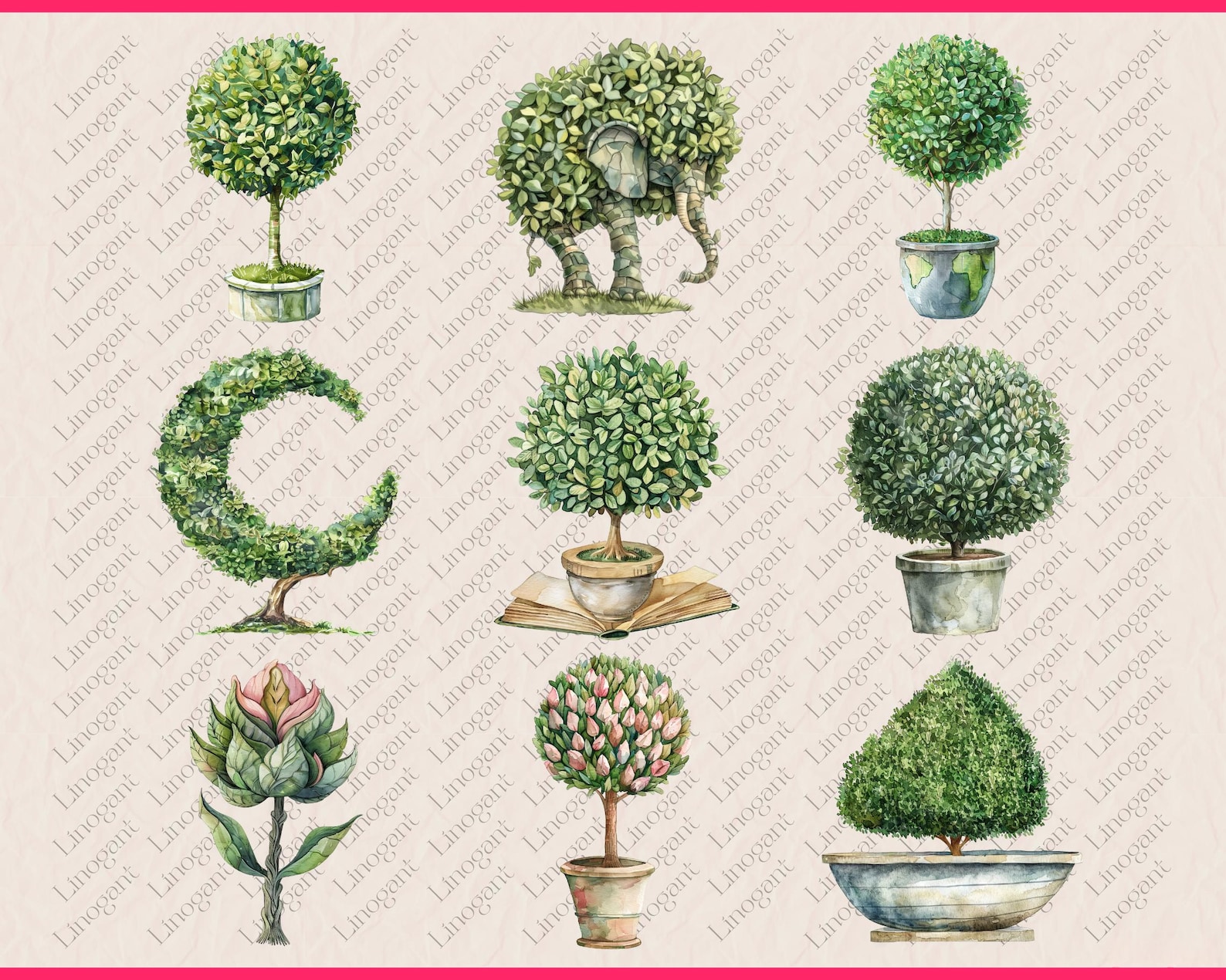 45 PNG Topiary Tree Clipart | Tree Shaped Like Cat, Bird, Moon ...
