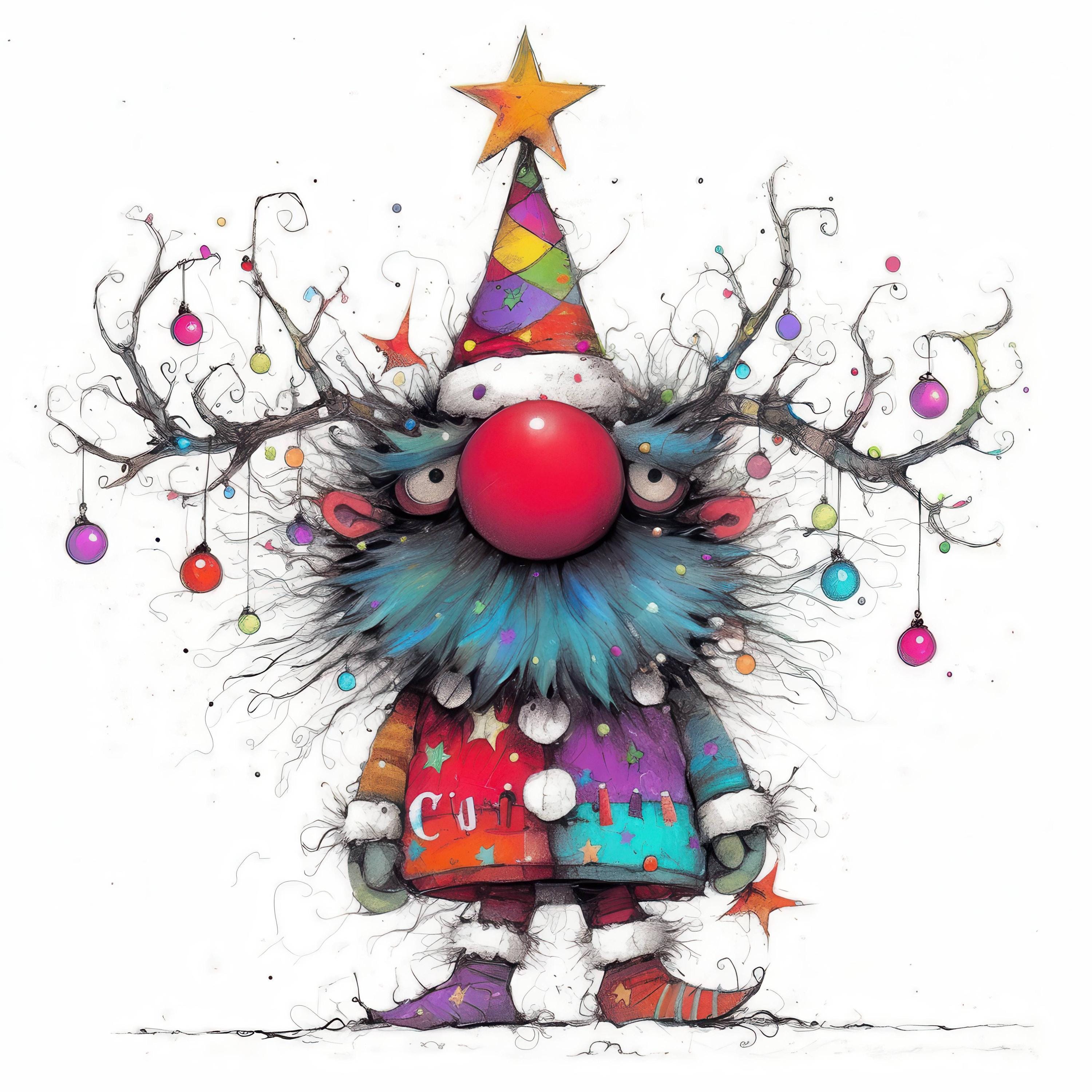 Whimsical Christmas Creatures Clip Art 13 High Res Watercolor Jpgs for ...