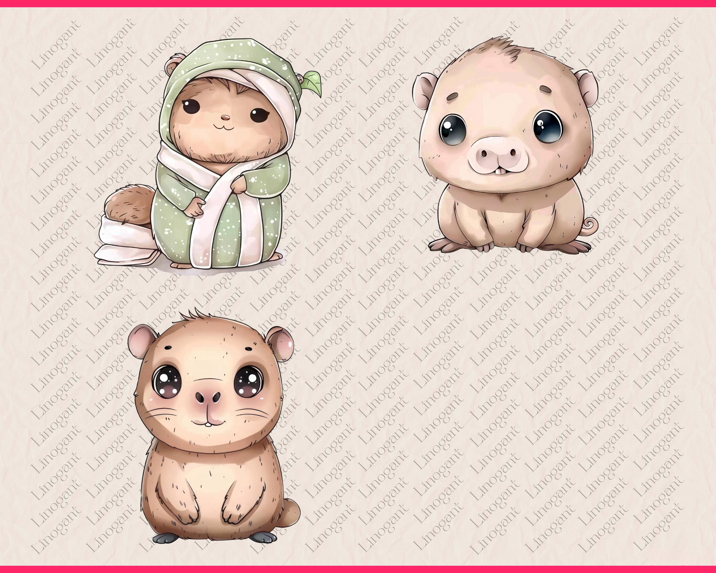 15 Capybara Clipart | Cute Animal Clipart | Printable Watercolor ...