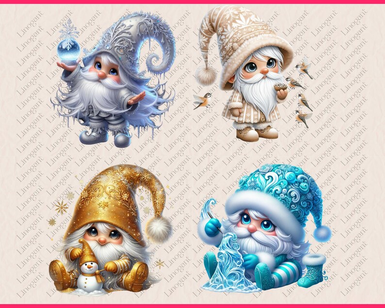 18 PNG Winter Gnomes Clipart, Cute Christmas Winter Gnomes With Snow ...
