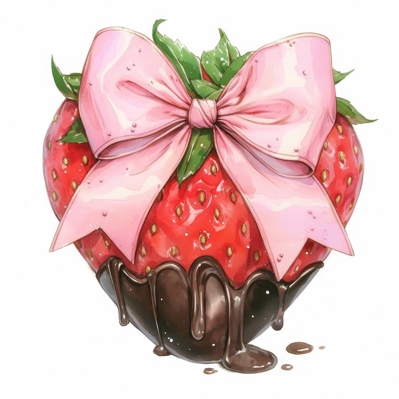 13 Chocolate Covered Strawberry Clipart, Festive Illustration ...