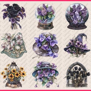 53 PNG Gothic Flower Bouquet Clipart, Floral Clipart With Dark Elements ...