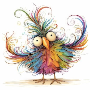 Frazzled Bird Clip Art 13 High Res Watercolor Jpgs for Junk Journaling ...