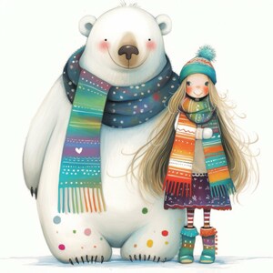 Whimsical Polar Bear Clipart 12 High Res Watercolor Jpgs for Junk ...