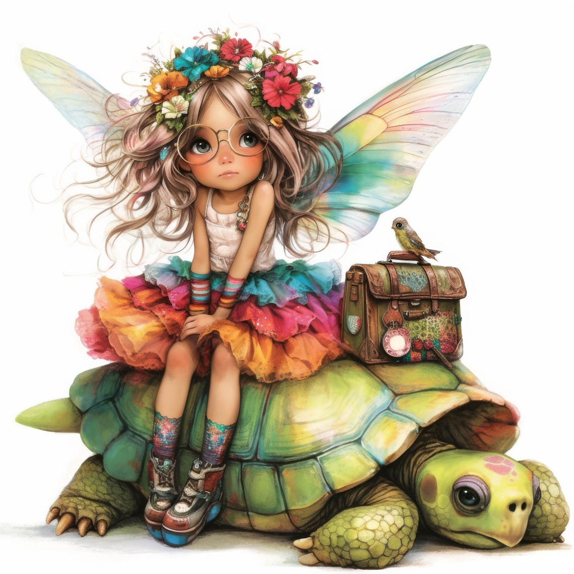 Little Fairy and Turtle Clip Art 10 High Res Watercolor Jpgs Junk ...