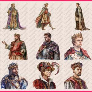 Watercolor Medieval Prince Clipart Bundle, Noble People History Clip ...