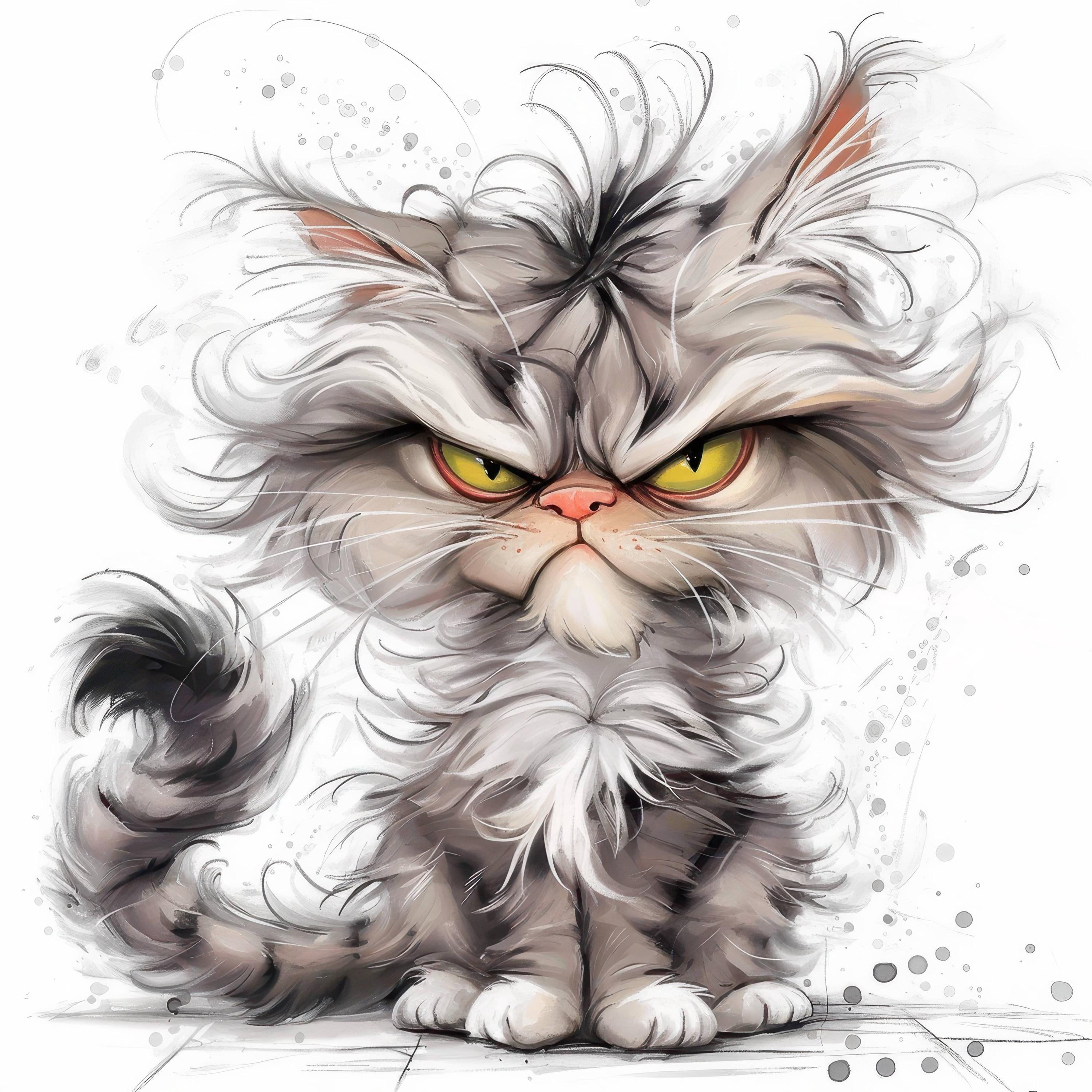 13 Frazzled Cat Clipart Bundle, Funny Pet Illustration, Printable ...