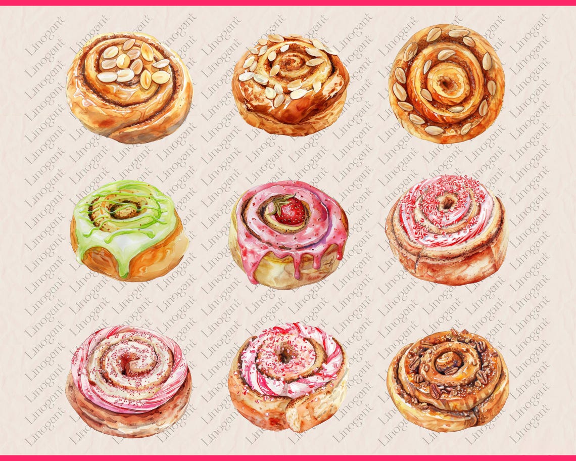 59 Cinnamon Roll Clipart | Bake Food Illustration | Printable ...
