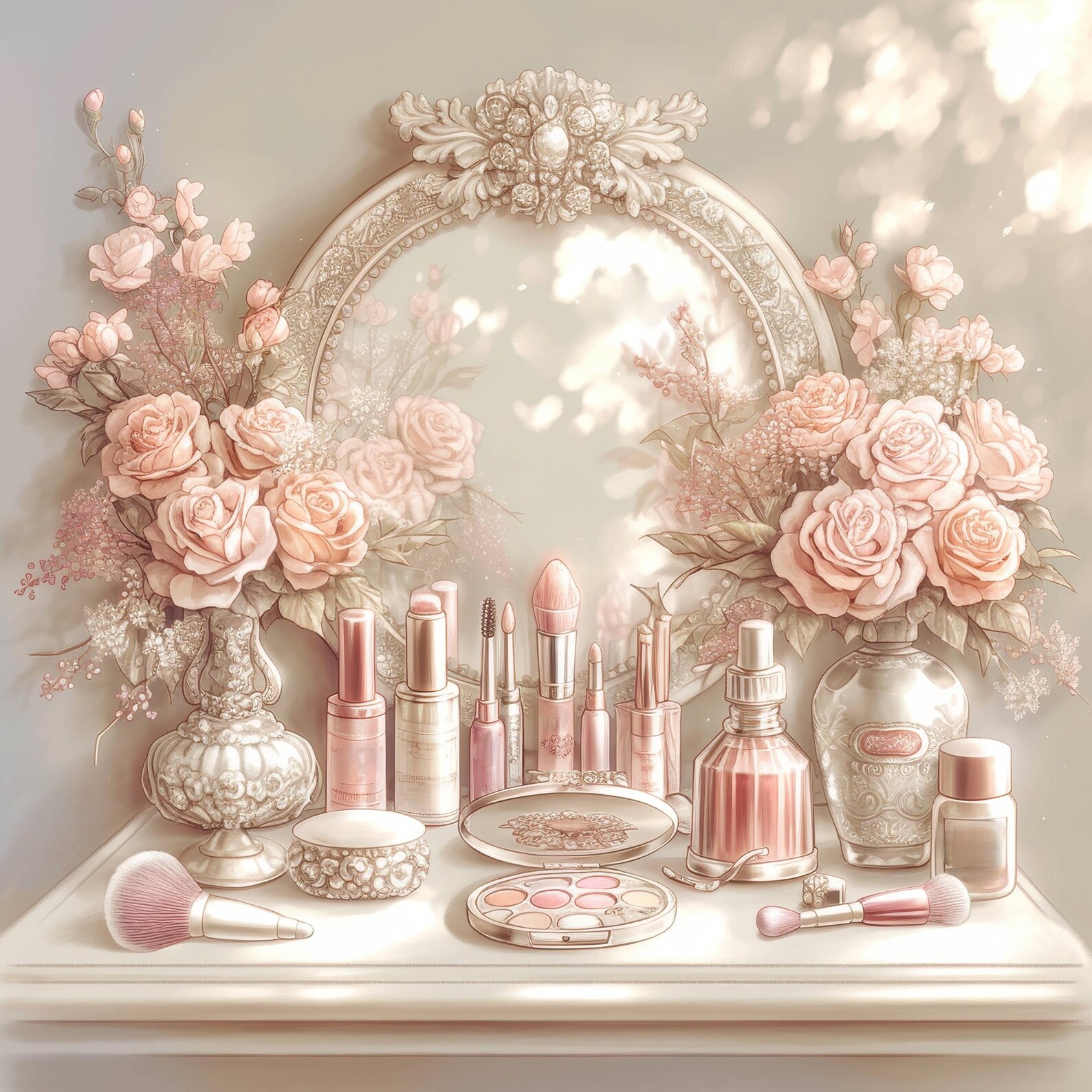 10 Vintage Vanity Set Clipart Bundle, Beauty Illustration, Printable ...