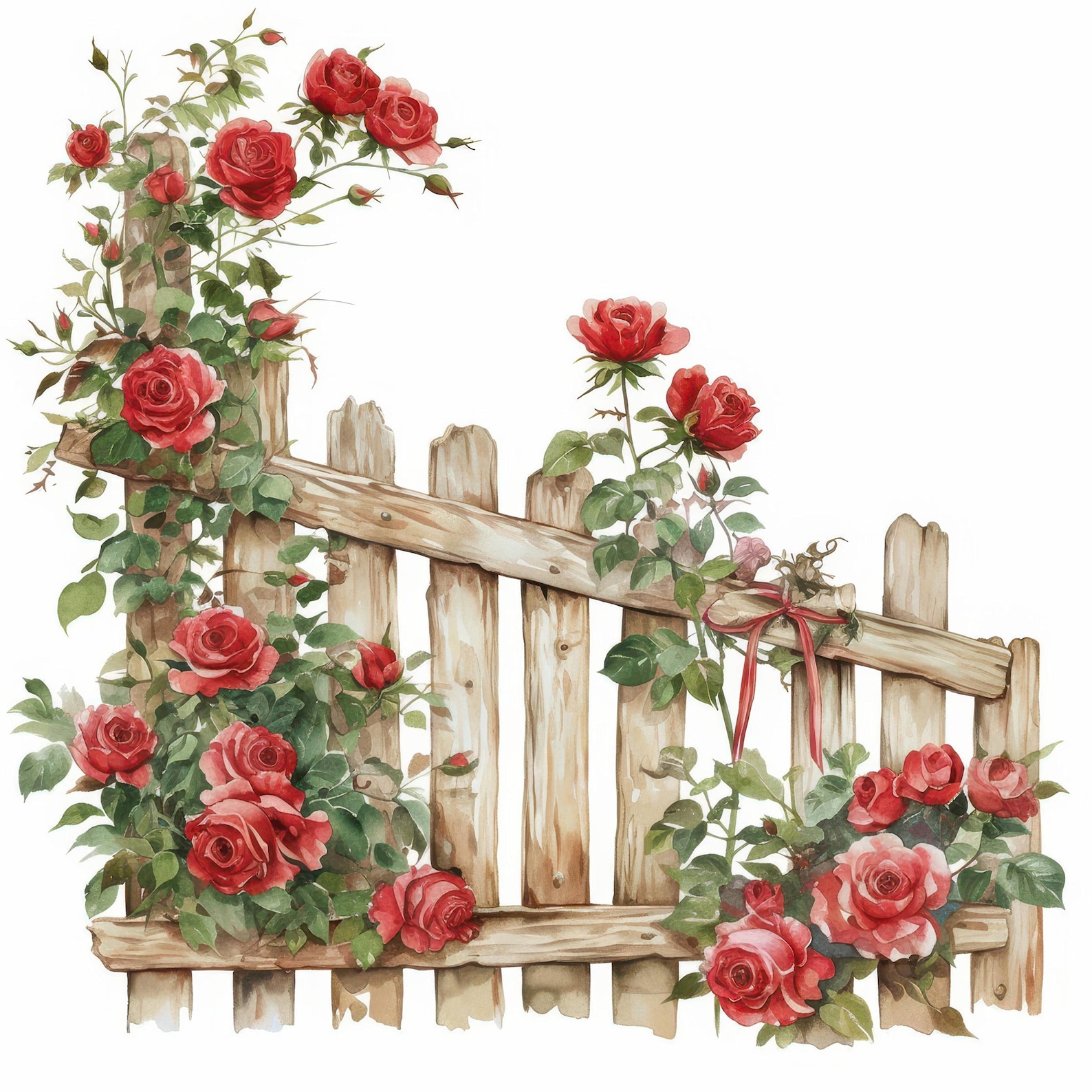 12 Rose Fence Clipart Bundle, Romantic Love Fences Illustration ...