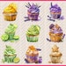 Watercolor Cupcake Clipart Bundle, Cupcakes Clip Art Set, Dessert PNG ...