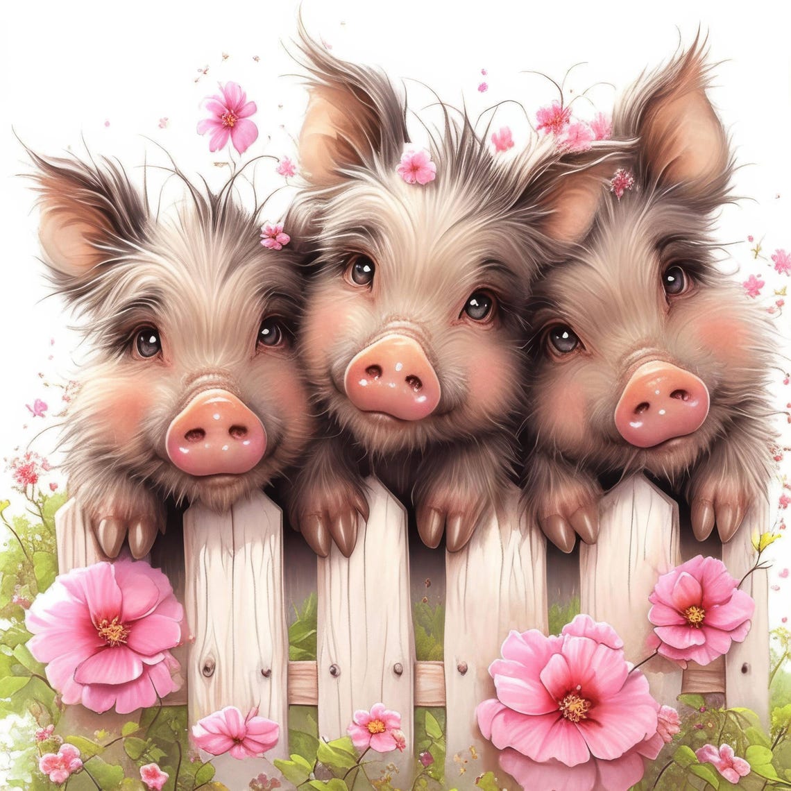 10 Happy Farmyard Pigs Clipart | Little Piglets | Printable Watercolor ...