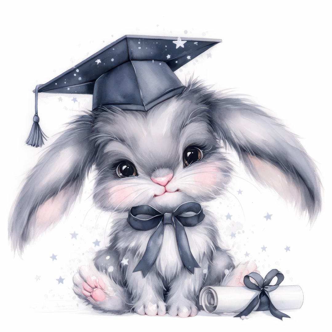 11 Graduation Bunny Clipart Bundle, Festive Animal Celebration ...