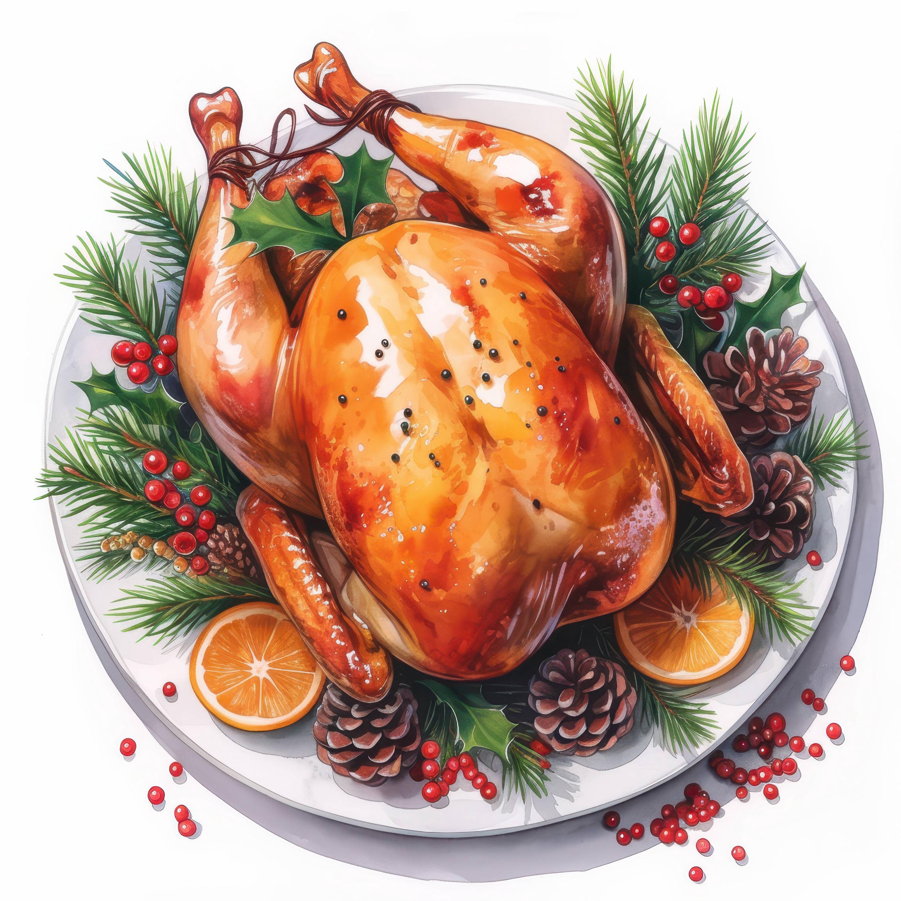 11 Roast Turkey Clipart Bundle, Festive Holiday Feast Illustration ...