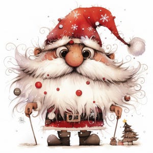 Whimsical Scruffy Santa Clip Art 10 High Res Watercolor Jpgs Junk ...