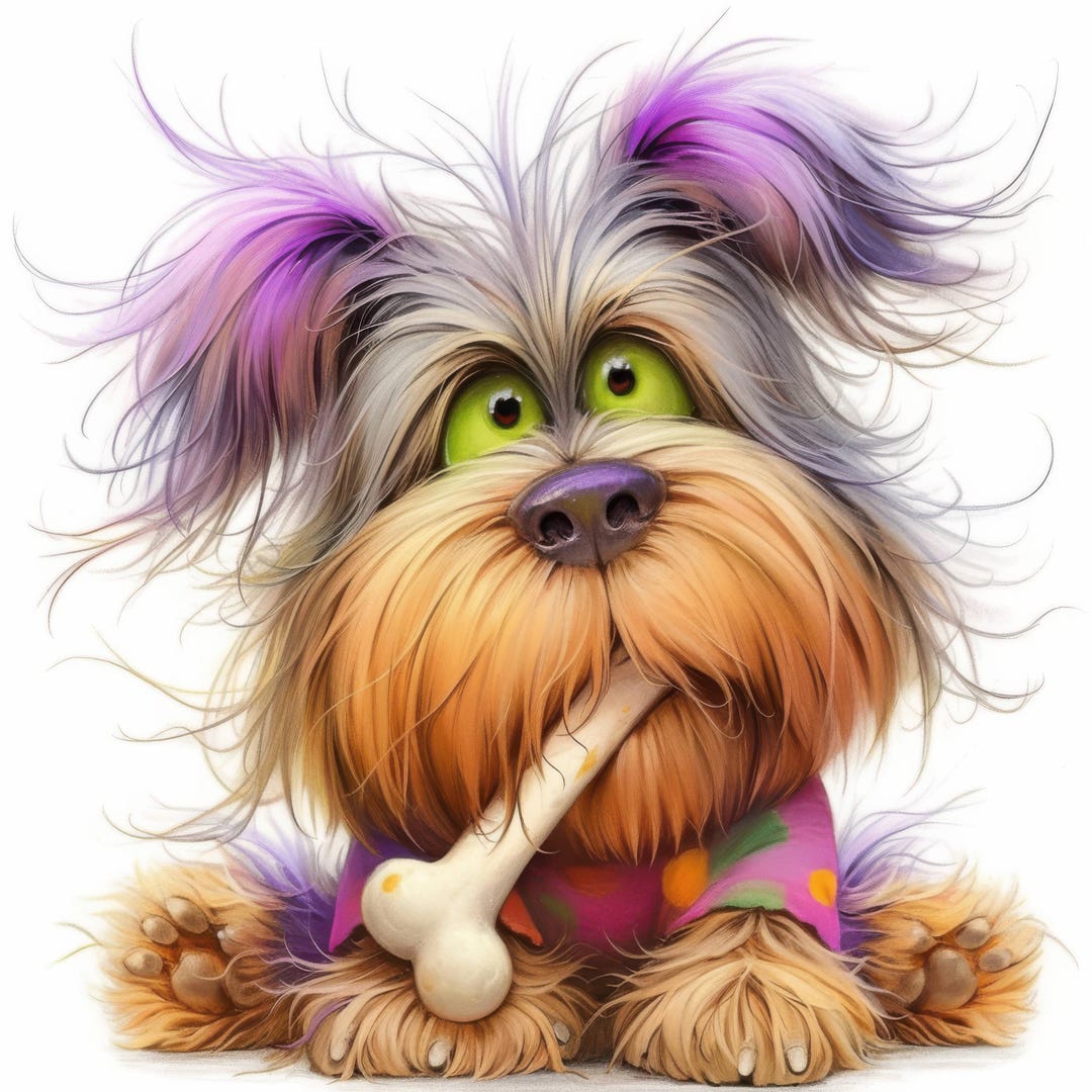 Quirky Messy Dog Clipart 12 High Res Watercolor Jpgs for Junk ...