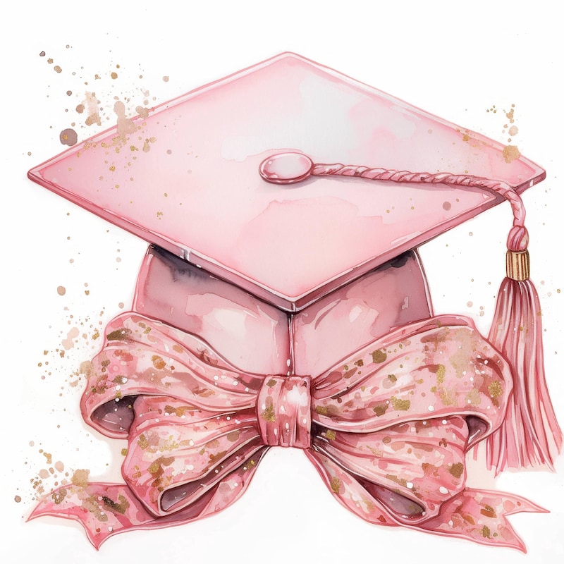 Pink Graduation Cap Clipart - Etsy