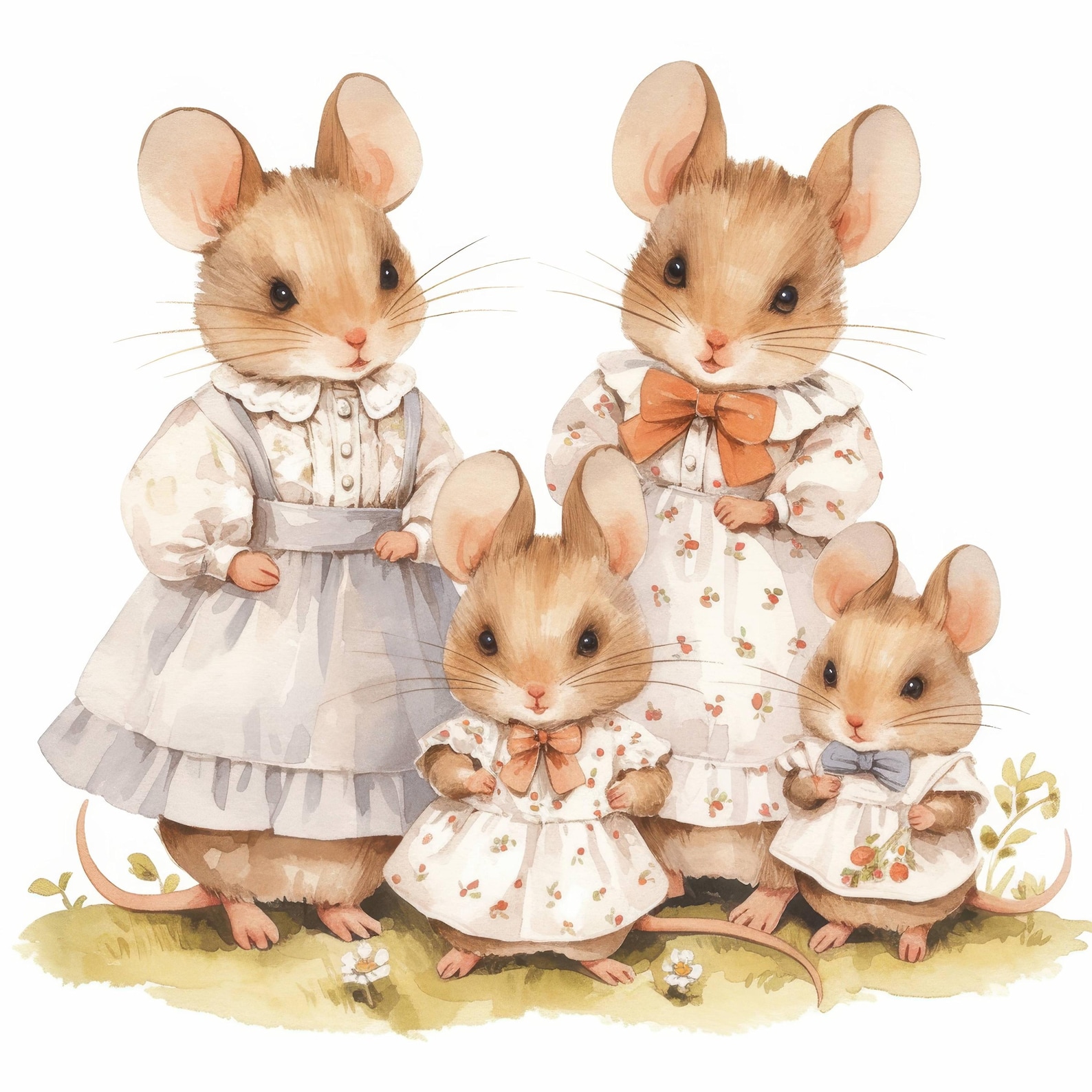 10 Mouse Family Clipart Bundle, Cute Vintage Style Illustration ...