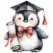 10 Graduation Penguins Clipart, Penguin With Red Scarves Illustration ...