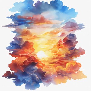 10 Magic Sunset Clouds Clipart Bundle, Dreamy Sky Scene Illustration ...