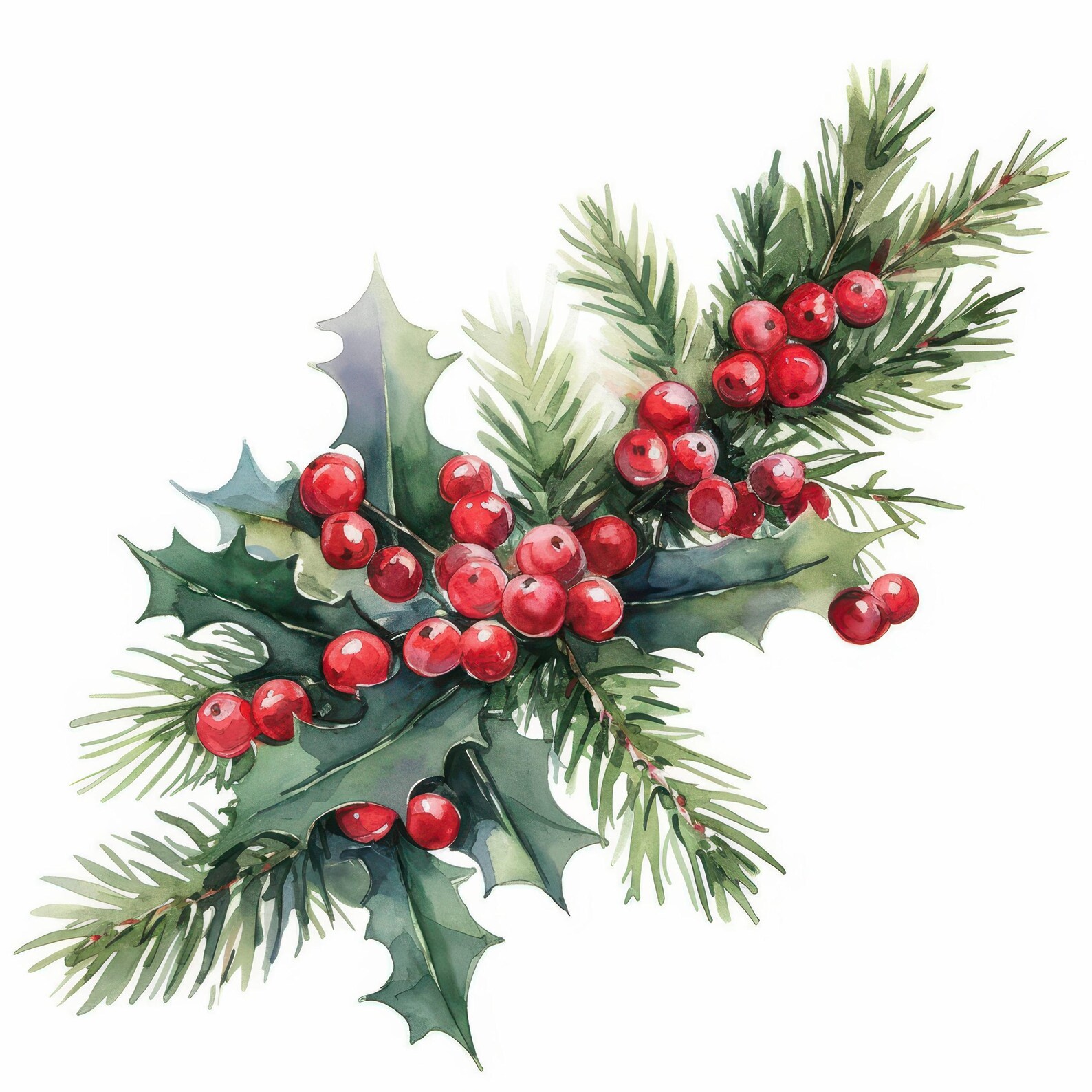 12 Evergreen Christmas Decor Clipart Bundle, Ornaments Illustration ...