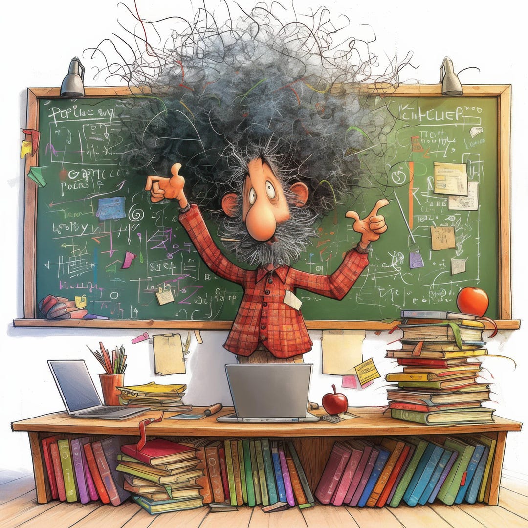 12 Quirky Eccentric Professor Clipart Bundle, Whimsy Illustration ...