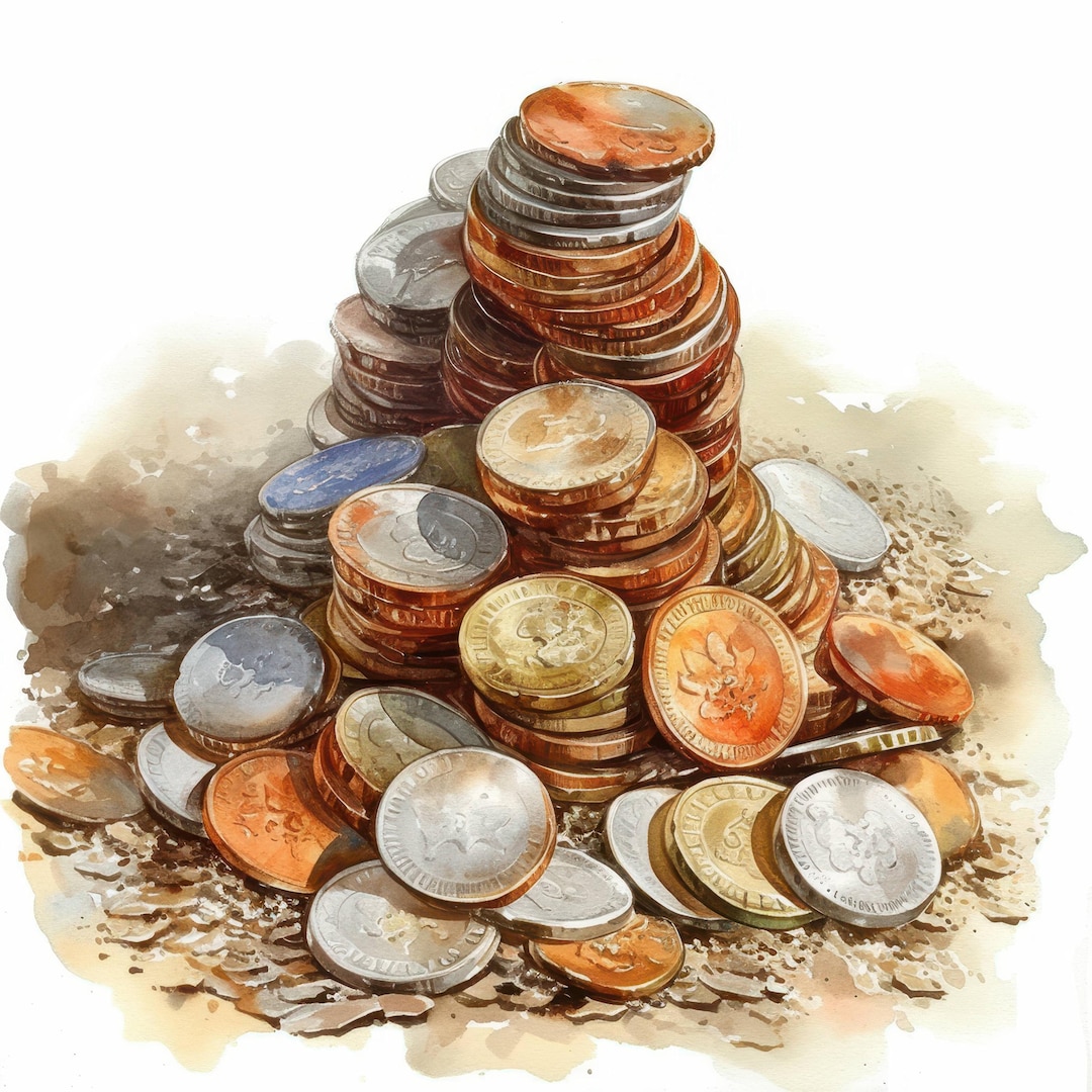 11 Ancient Coin Clipart Bundle, Vintage Currency Illustration ...