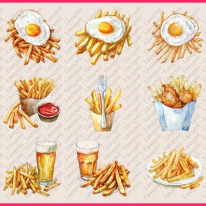Watercolor French Fries Clipart Bundle, Fast Food Clip Art Set ...