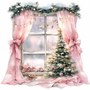 10 Festive Window Clipart Bundle, Cozy Winter Tree Scenery Design ...