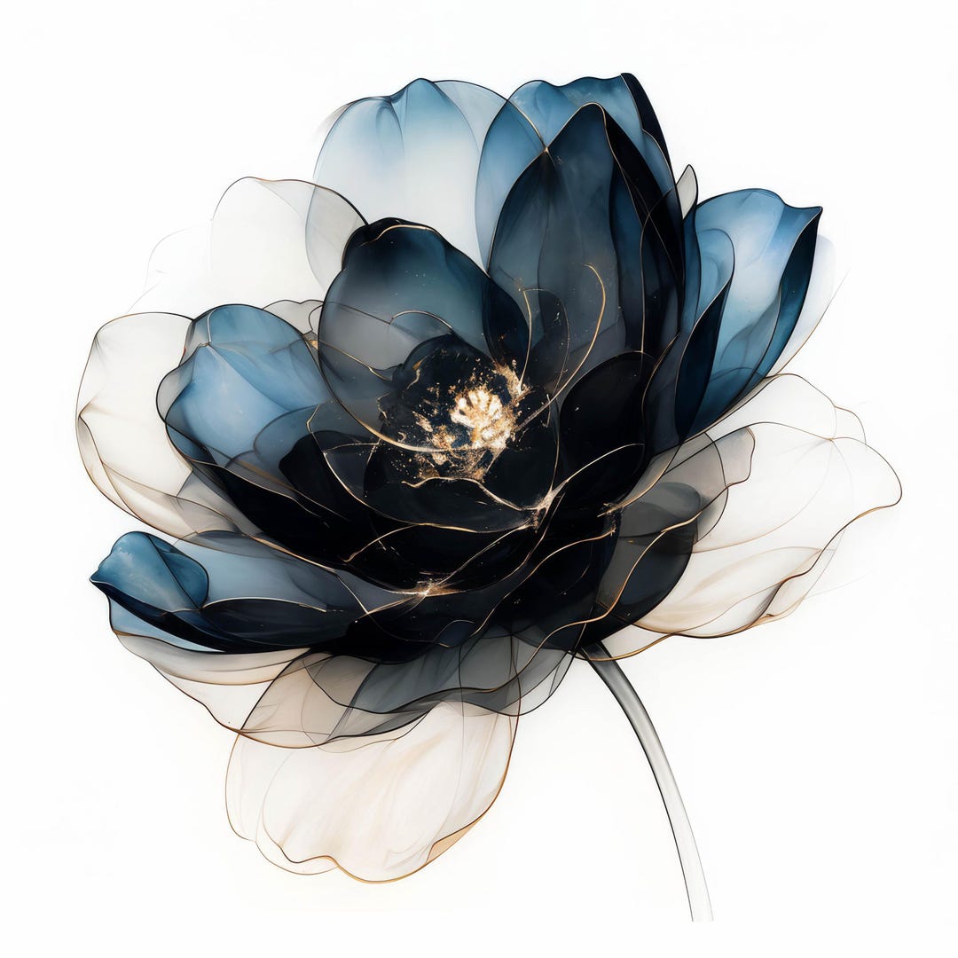 Gorgeous Black Flowers Clip Art 10 High Res Watercolor Jpgs for Junk ...