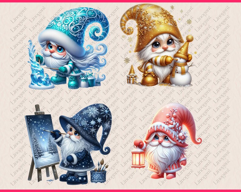 18 PNG Winter Gnomes Clipart, Cute Christmas Winter Gnomes With Snow ...