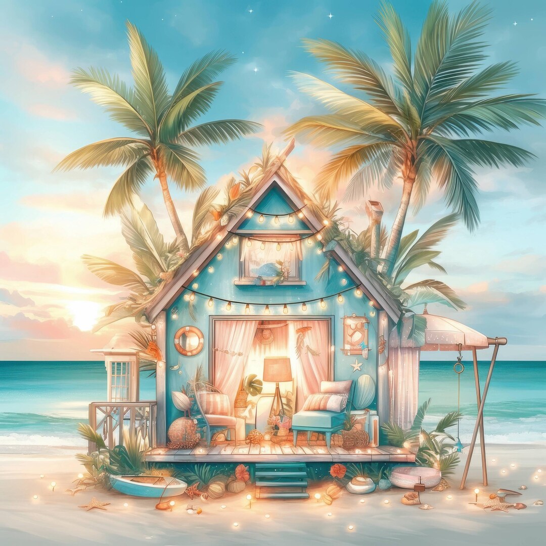 10 Tropical Summer Beach Clipart Bundle, Seasonal Illustration ...