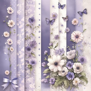 Purple Floral Fancy Paper Clip Art Bundle 12 High Res Watercolor Jpgs ...
