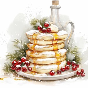 13 Breakfast Pancake Clipart Bundle, Cranberry and Syrup Pancake ...