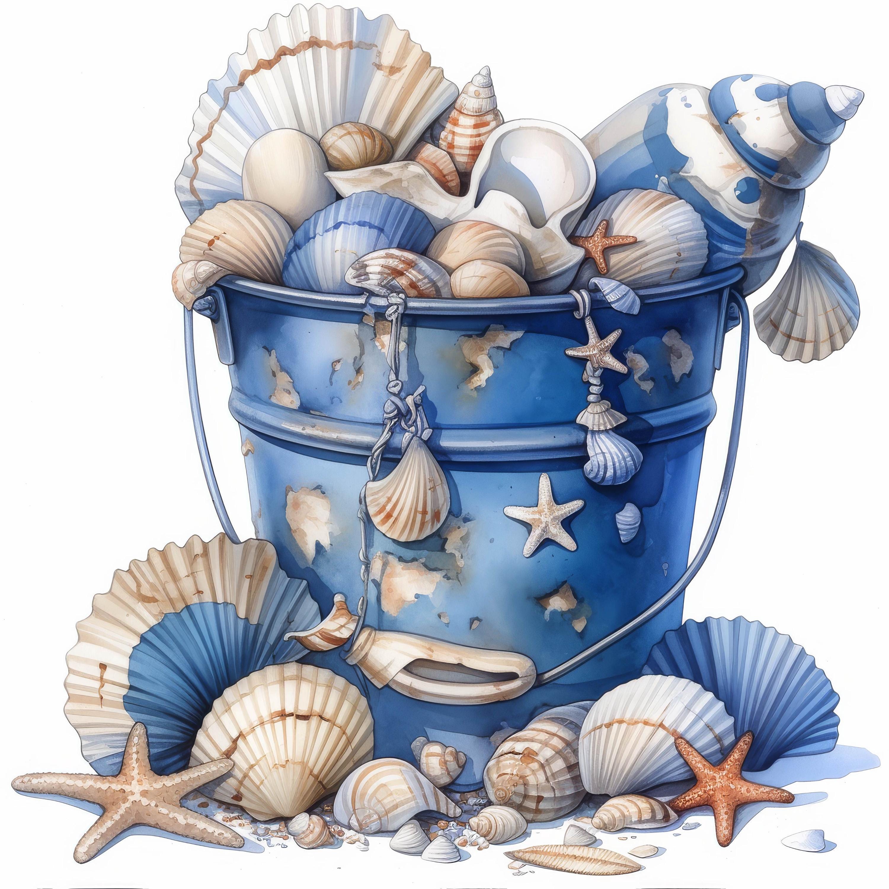 Sea Shell Scenery Clipart 11 High Res Watercolor Jpgs, Junk Journals ...