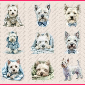 Watercolor West Highland Terrier Clipart Bundle, Dog Breeds Clip Art ...