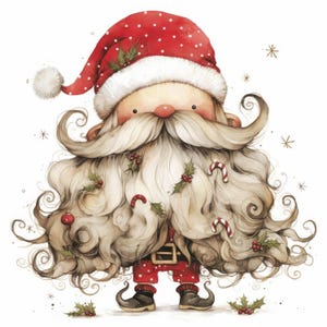 Whimsical Scruffy Santa Clip Art 10 High Res Watercolor Jpgs Junk ...