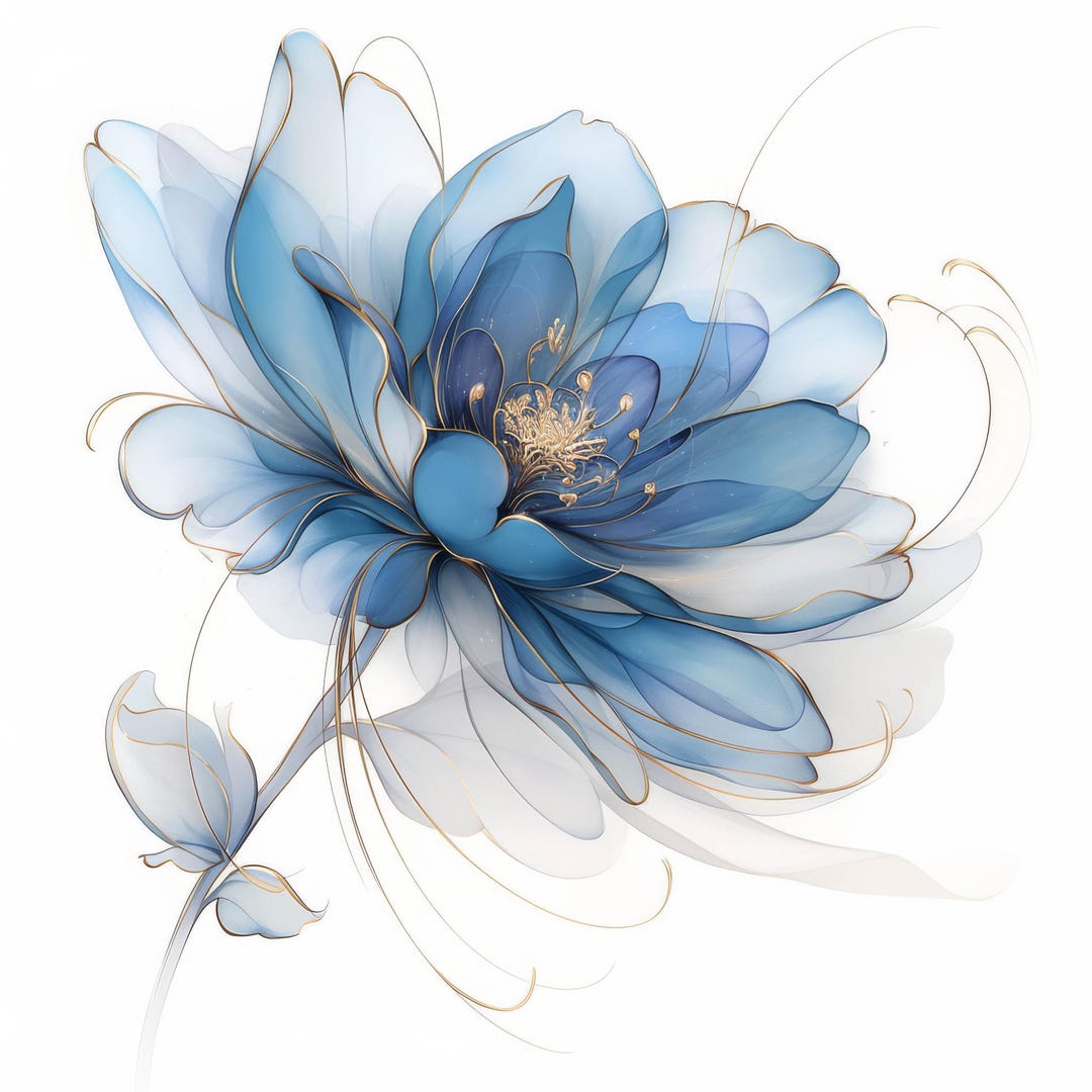 Dark Blue Translucent Flowers Clip Art 10 High Res Watercolor Jpgs Junk ...