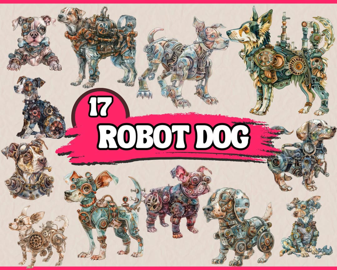 17 PNG Robot Dog Clipart, Watercolor Robo Dog Clipart, Cyborg Dog ...