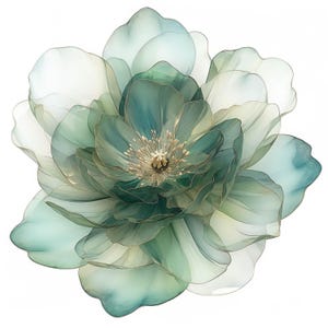 Green Translucent Flower Clip Art 11 High Res Watercolor Jpgs for Junk ...