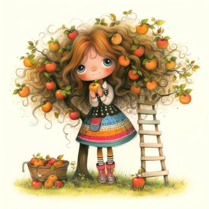 Quirky Apple Tree Clip Art 10 High Res Watercolor Jpgs Junk Journaling ...