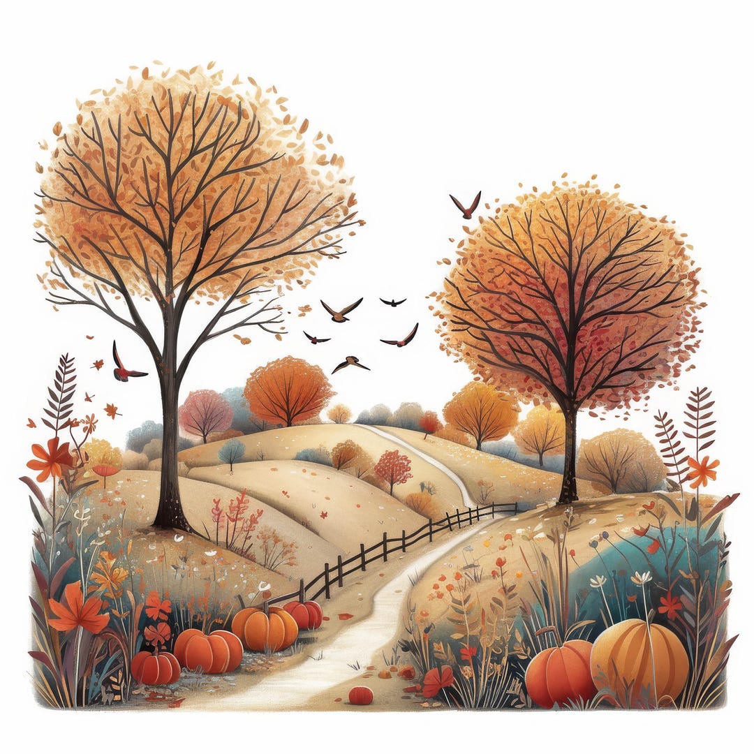 Rustic Fall Trees Clip Art 10 High Res Watercolor Jpgs for Junk ...