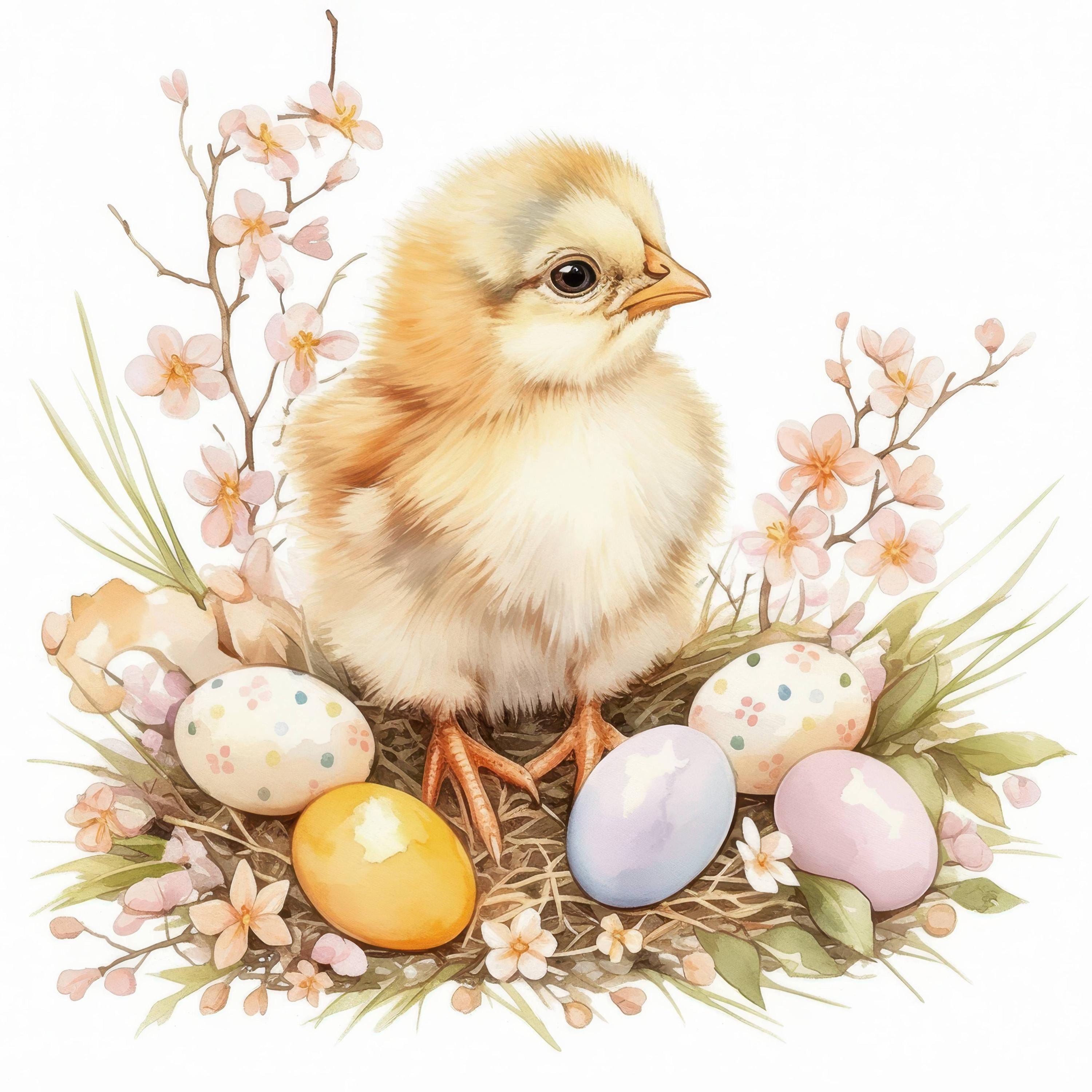 10 Easter Chick With Eggs Clipart Bundle, Easter Egg Illustration ...