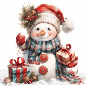 10 Christmas Snowman Clipart Bundle, Festive Winter Character ...