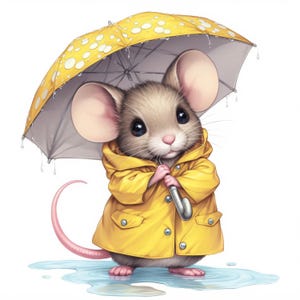 Mouse in the Rain Clip Art 10 High Res Watercolor Jpgs for Junk ...